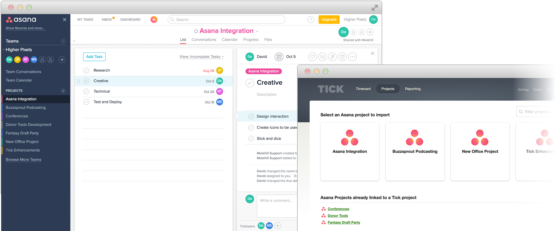 Asana Time Tracking integration from Tick