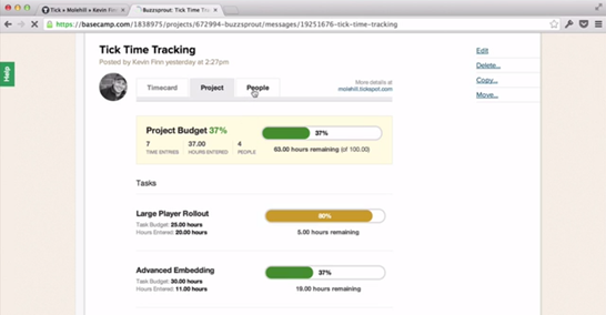 Basecamp time tracking integration — Tick